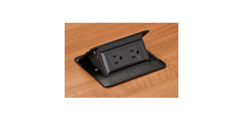 Wiremold DQFP15BK 2 Power Flip Up Table Box - Black - Conference Room AV