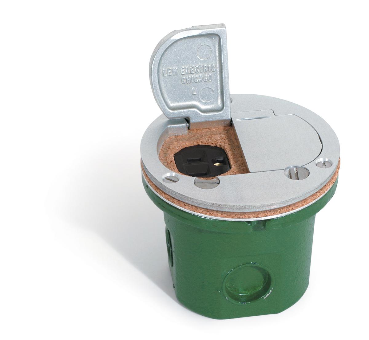 Lew Electric 812-DFB-LR-A 4" Round Cast Iron Floor Box w/ Power & Flip ...