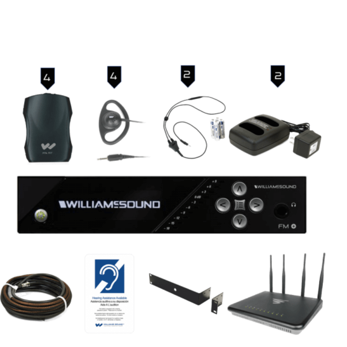 Williams Sound FM 557 PRO WAP FM+ PRO System Package (4 R37 receivers ...