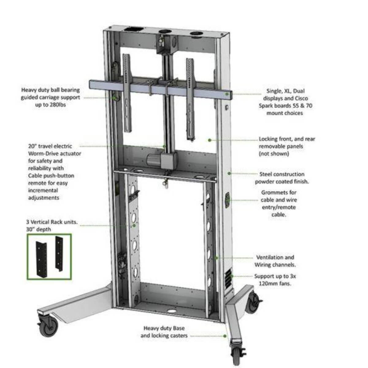 AVF LFT7000 Series Mobile Height Adjustable Stands - Conference Room AV