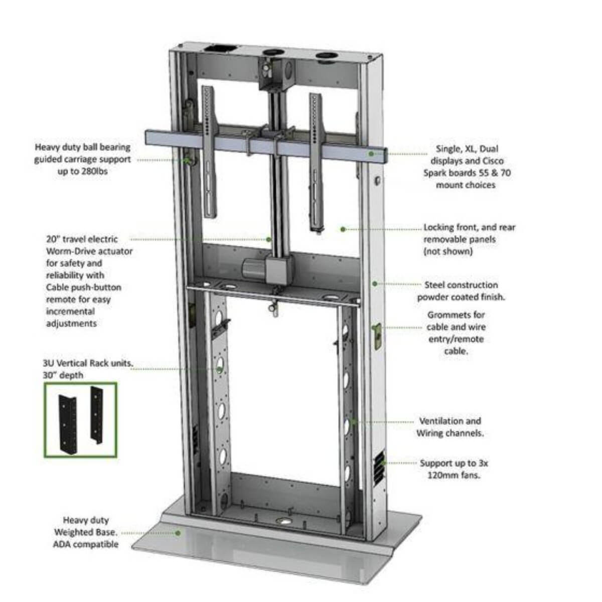 AVF LFT7000FS Series Fixed Base Height Adjustable Stands - Conference ...
