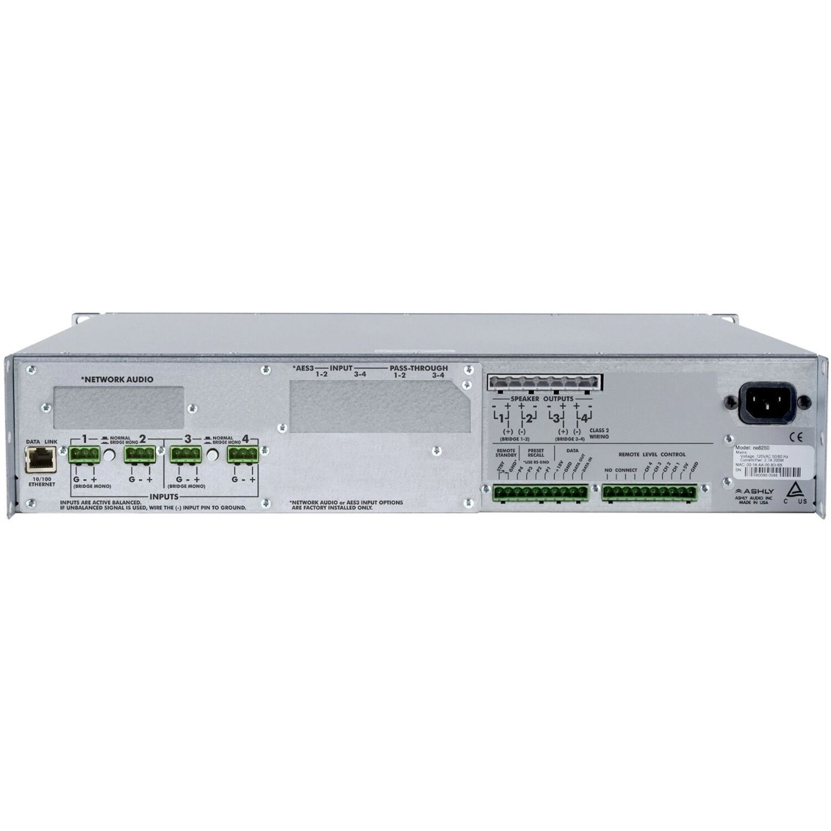 ASHLY NE4250.70PED ne4250.70pe Network Amplifier with Dante Option Card ...