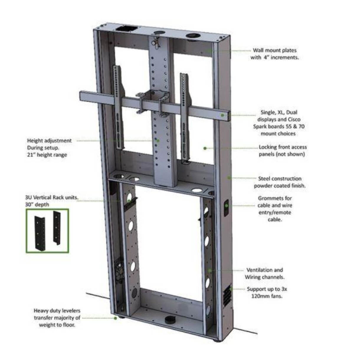 AVF TP4000WM Series Heavy Duty Wall Anchored Stands - Conference Room AV