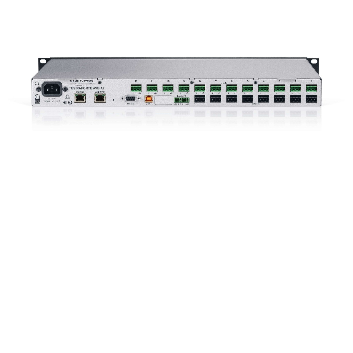 Tesira TesiraFORTE AVB AI Fixed I/O DSP with 12 analog inputs, 8 analog ...