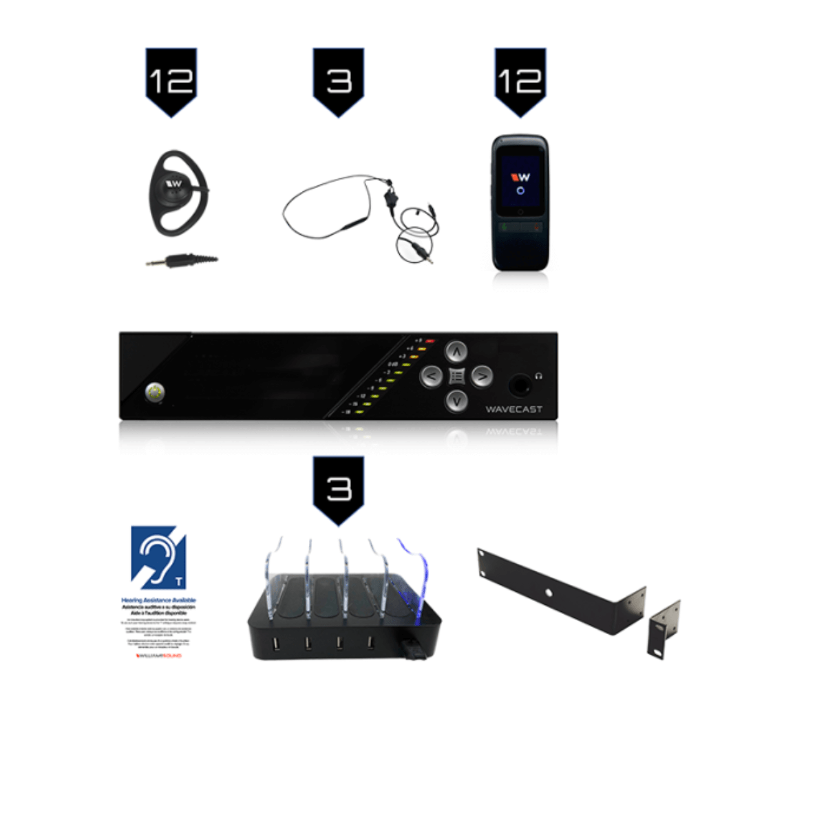 Williams Sound WF SY5 PRO-12 WaveCAST System with 12 Receivers ...