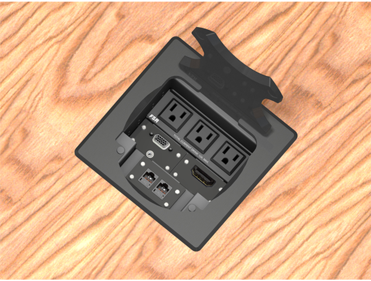 FSR T6-AC3-SQ-KIT Square Table Box w/ 3 AC, 1 HDMI, 1 VGA, 1 Audio, 2 ...